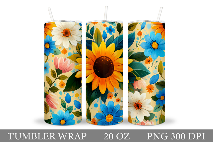 Floral Tumbler Design. Flowers Tumbler Sublimation (5485072)
