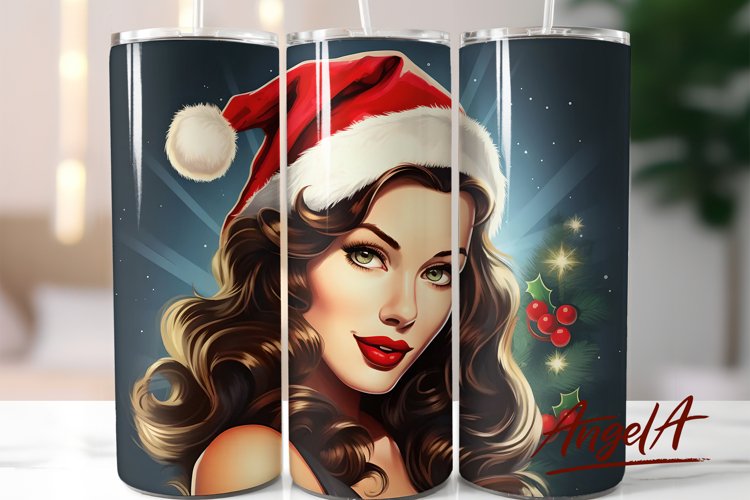 Christmas tumbler sublimation / pin up girl / vintage pinup