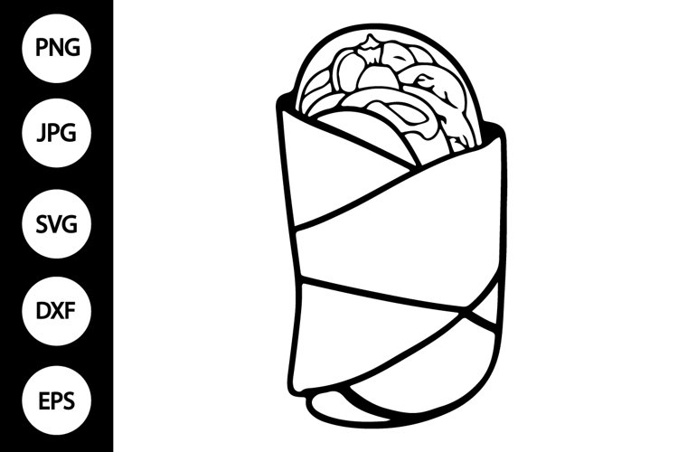 Outline Burrito SVG, Coloring Page (3682380)