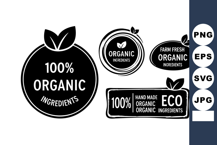 Organic Eco Leaf Labels for Fresh Ingredients