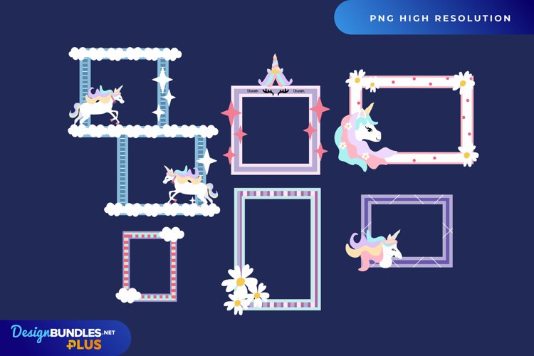 Unicorn Frames Set - Scrapbooking PNG
