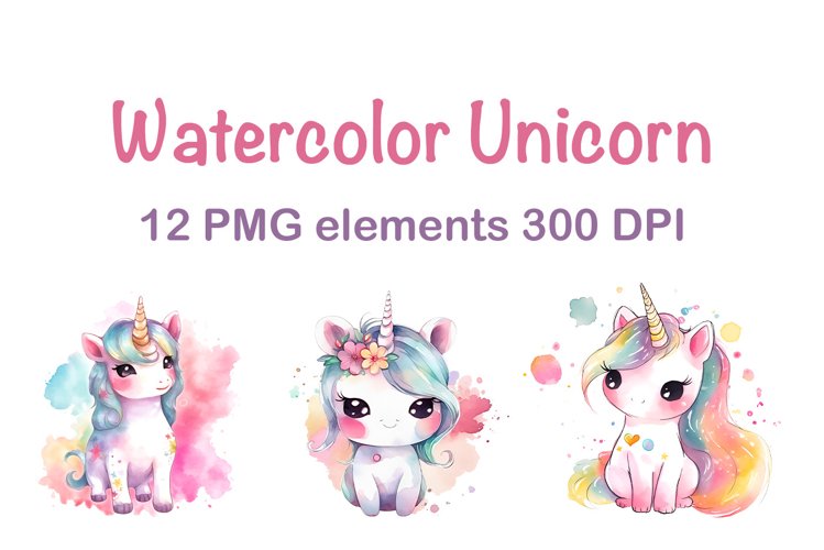 Watercolor Unicorn Clipart (2607725)
