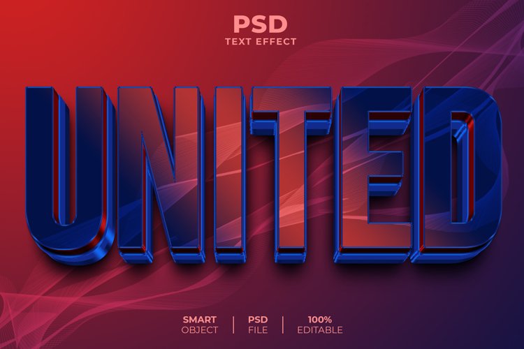 United 3D editable text effect