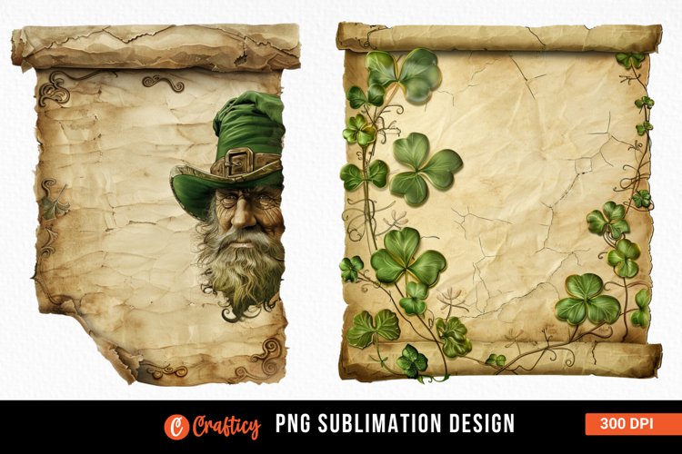 St Patrick Old Paper Clipart Sublimation