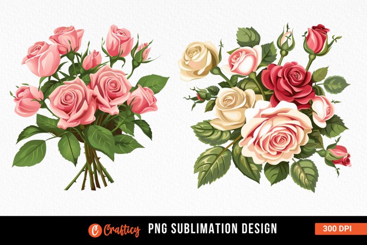 Watercolor Red Rose Bouquet Clipart