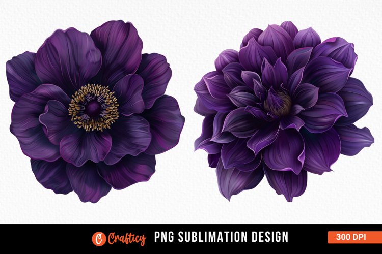 Watercolor Purple Floral Clipart