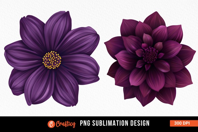 Watercolor Purple Floral Clipart