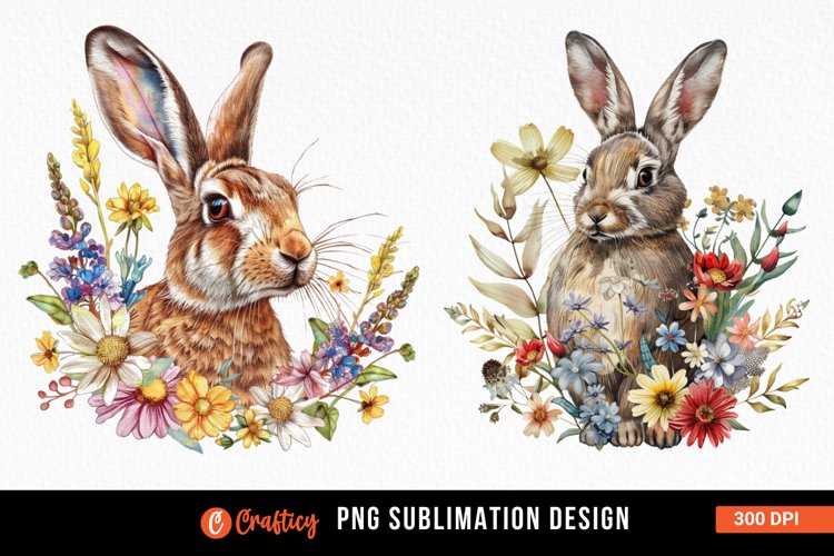 Watercolor Spring Hare Clipart