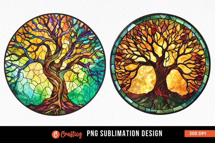 Stained Glass Ancient Tree Clipart
