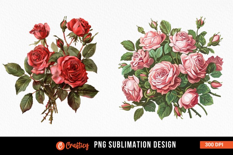 Watercolor Red Rose Bouquet Clipart