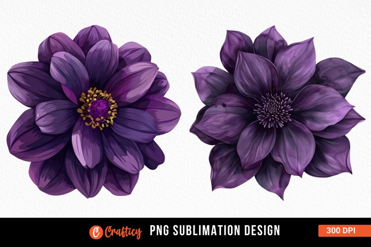 Watercolor Purple Floral Clipart