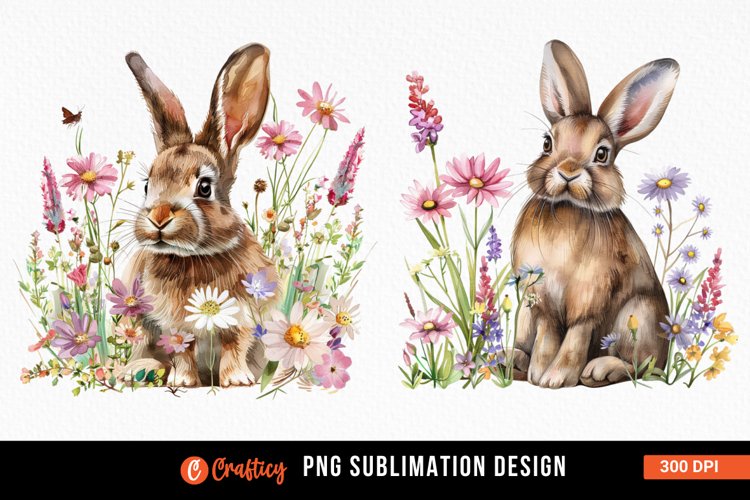 Watercolor Spring Hare Clipart