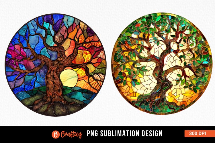 Stained Glass Ancient Tree Clipart