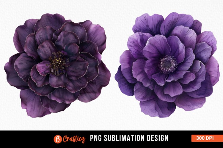 Watercolor Purple Floral Clipart