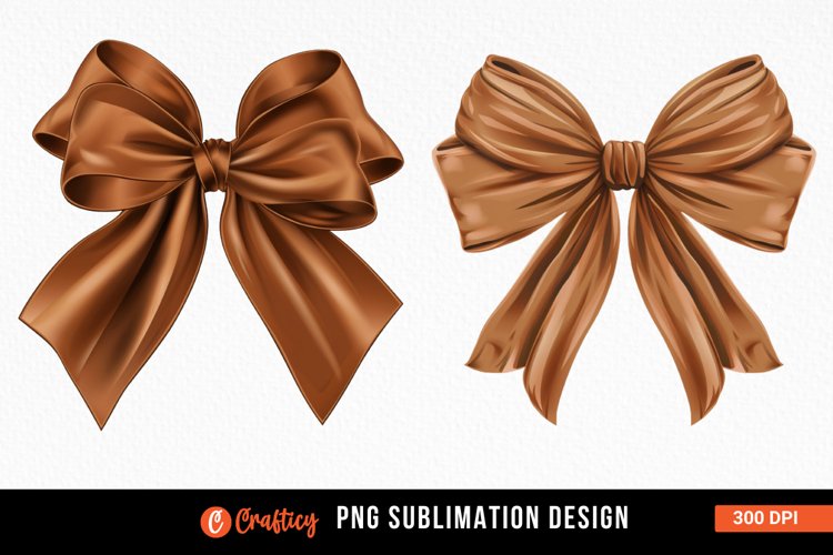 Brown Bow Watercolor Clipart Art