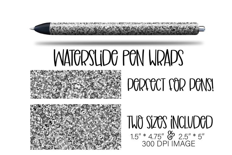 Waterslide Silver Glitter Pen Wrap Design