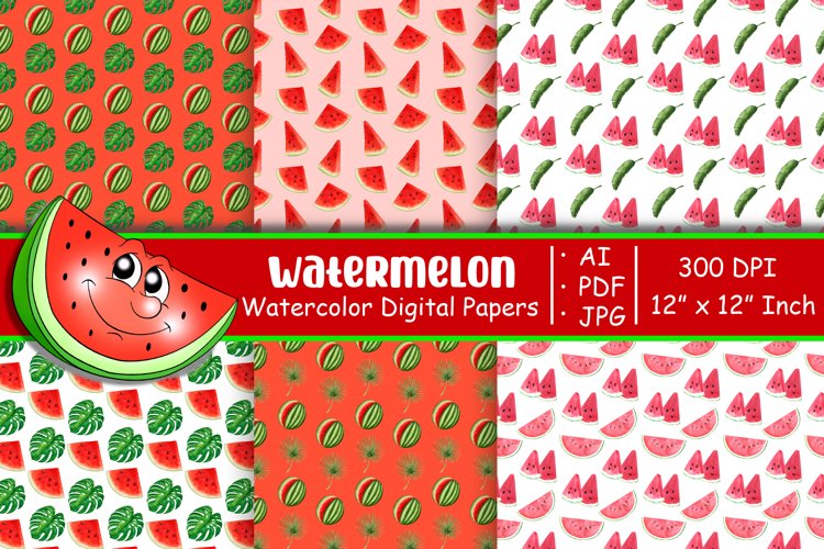 Watercolor Watermelon Digital Paper, summer (2558663)