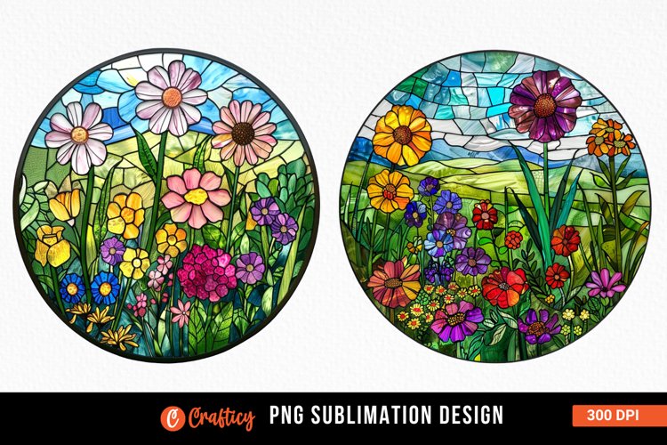 Stained Glass Wildflower Meadow Clipart