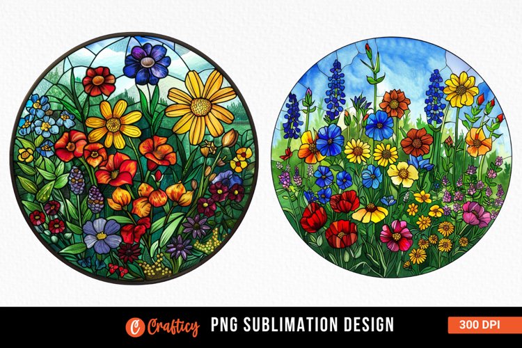 Stained Glass Wildflower Meadow Clipart