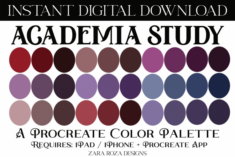 Academia Study Procreate Color Palette - 30 Swatches