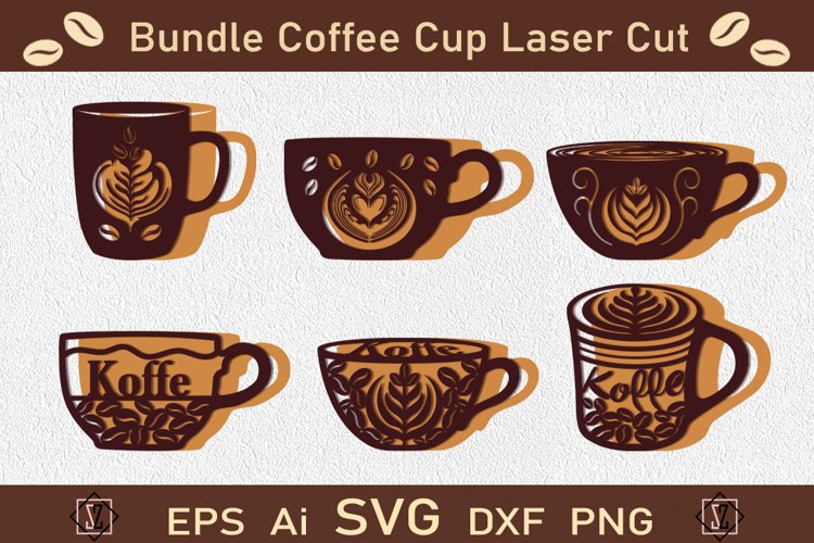 A set of coffee-themed cups.