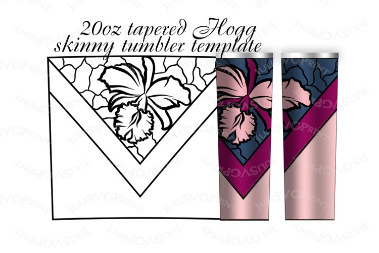 V Split Orchid 20oz Hogg Tapered Skinny Tumbler Template Svg