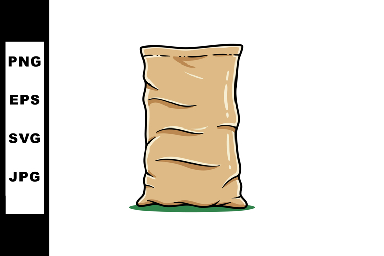 Burlap sack bag illustration with natural texture and wrinkl