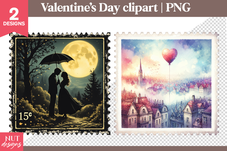 Valentines day clipart Romantic Postage Stamp Clipart PNG