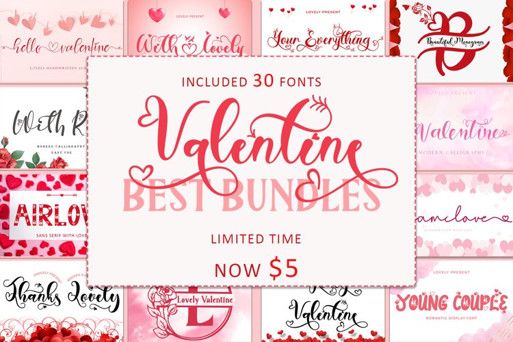 Valentine Best Bundle (1135545) | Valentines | Font Bundles