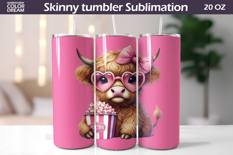 Highland Cow Glasses Tumbler Wrap | Cow Pop Corn (6555051)