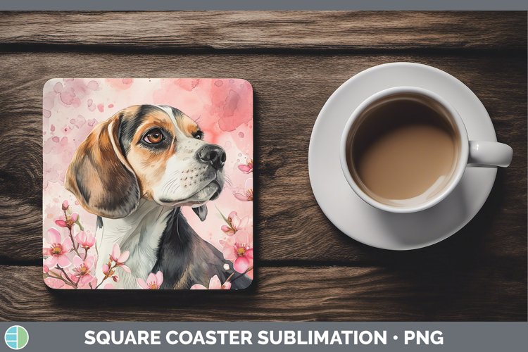 Valentine Dogs Beagle Square Coaster Sublimation Coaster Des