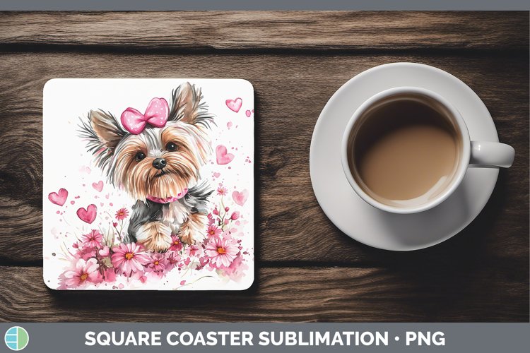 Valentine Dogs Yorkshire Terrier Square Coaster Sublimation