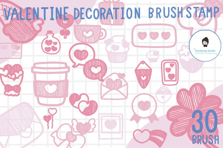 Valentine Doodle Decorations Brush Stamp