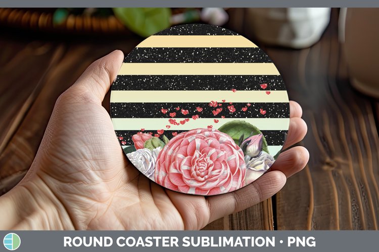 Valentine Floral Round Coaster Sublimation Coaster Designs