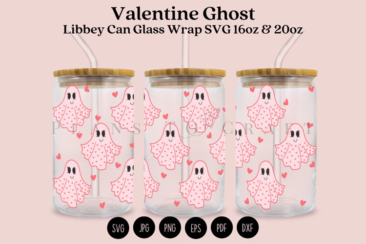 valentine ghost Libbey Can Glass Wrap SVG 16oz 20oz