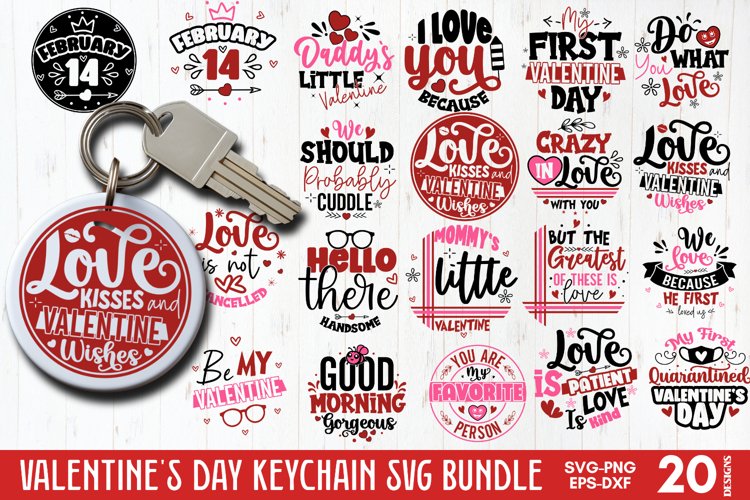 Valentine Keychain svg bundle, Valentines Day Keychain SVG