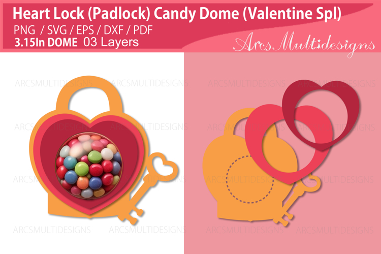 Valentines heart lock candy dome