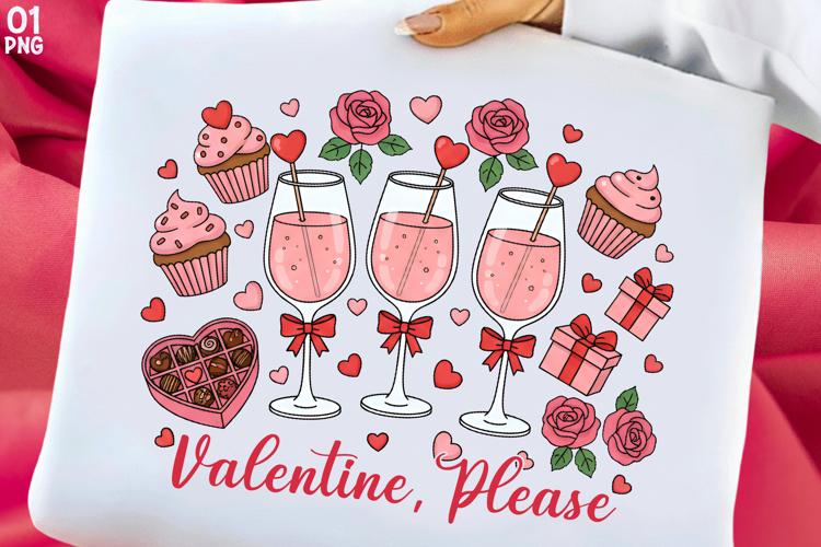 Valentine Please PNG, Retro Festive Cocktail Design
