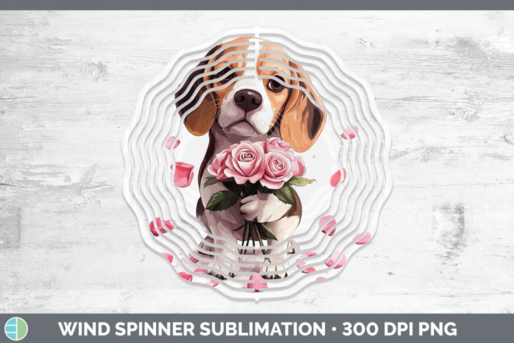 Valentine Rose Dogs Beagle Wind Spinner Sublimation Spinner