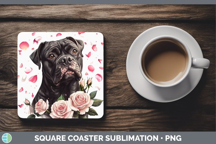 Valentine Rose Dogs Cane Corso Square Coaster Sublimation Co