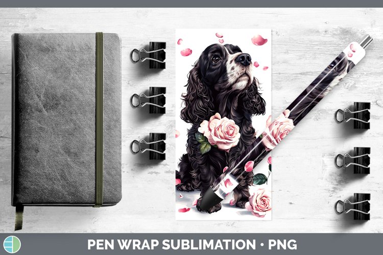 Valentine Rose Dogs Cocker Spaniel Pen Wrap Sublimation Pen