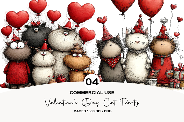 Valentine's Day Cat Party Valentines Day PNG