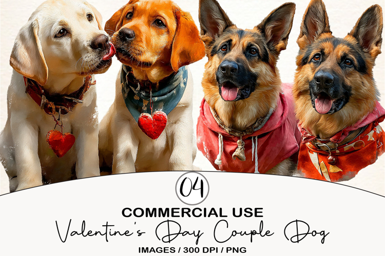 Valentine's Day Couple Dog Clipart Sublimation PNG (6452970)