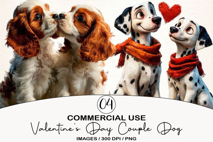 Valentine's Day Couple Dog Clipart Sublimation PNG