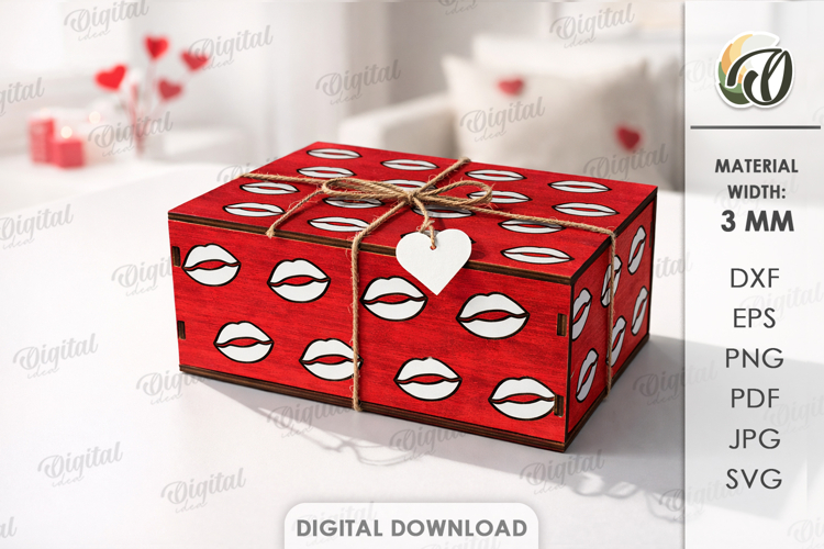Valentine's Day Gift Box Laser Cut. Decorative Box (6483795)