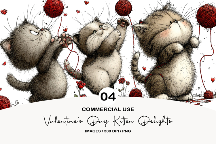 Valentine's Day Kitten Delights Valentines Day PNG