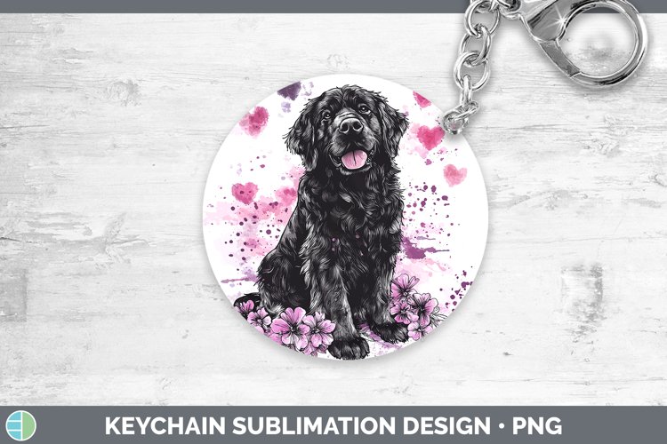 Valentine Splash Dogs Newfoundland Keychain Sublimation Key
