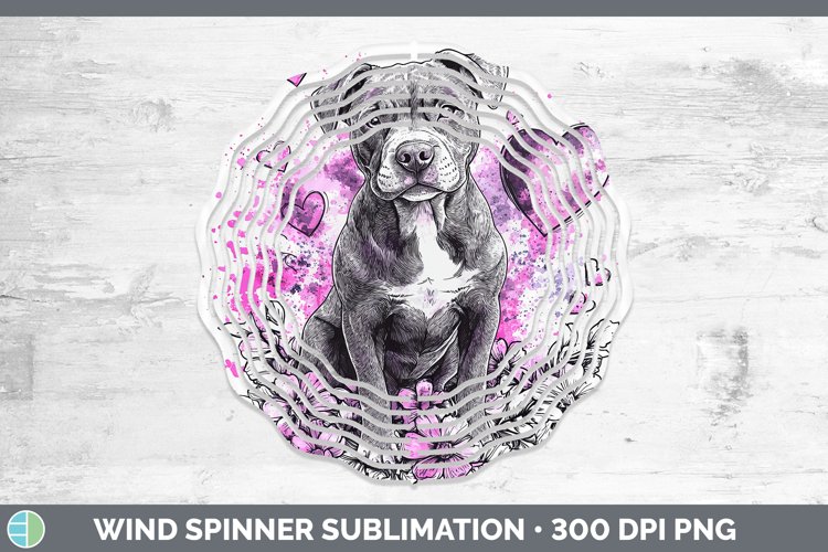Valentine Splash Dogs Pit Bull Wind Spinner Sublimation Spin