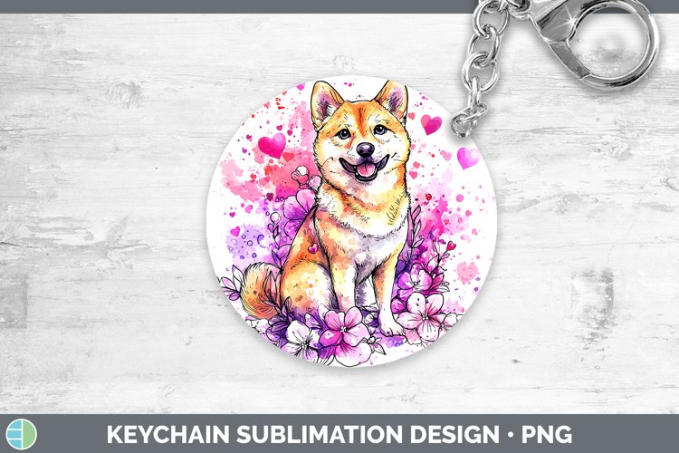 Valentine Splash Dogs Shiba Inu Keychain Sublimation Keyrin