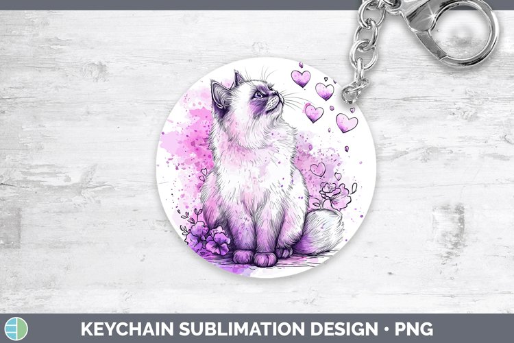 Valentine Splash Himalayan Cat Keychain Sublimation Keyring